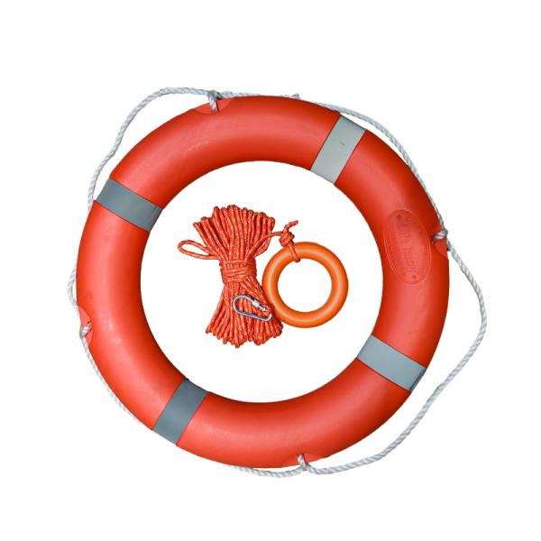 Quality High Buoyancy Corrosion-Resistant Lifebuoy with Nylon Grab Ropes 45cm Inner Diameter Marine Life Saving Ring for sale