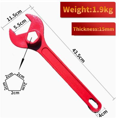 China Medium Size Cast Steel Fire Hydrant Wrench Painted Pentagon Fire Valve Spanner 40mm Depth for sale