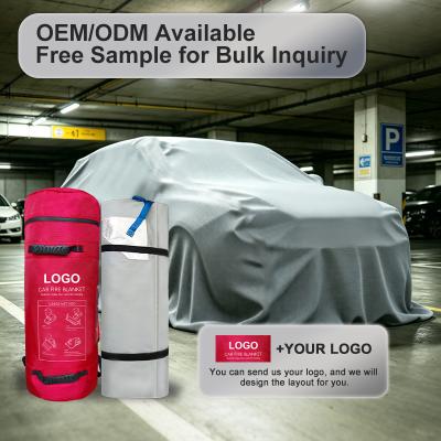 China 6m x 8m EV Charging Station Fire Blanket Rapid Deployment Car Containment System Silicone Coated for EU Fleet Logistics for sale