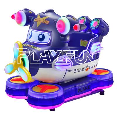 China Playfun plastic MP5 interaction game Swing airplane kids rides on car battery coin operated  kiddie amusement rides trai for sale