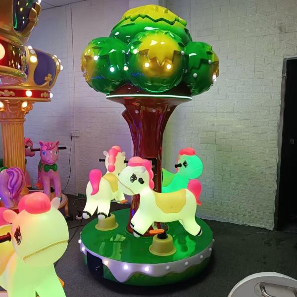 Quality Kids Indoor 3 Players Carousel Fiberglass Carousel Merry Go Round mini Tree for sale