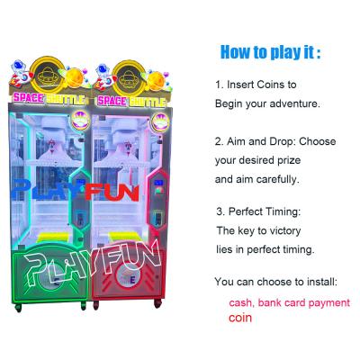 China Playfun New 60 Clips  Coin  Operated Vending  Clip Wheel  Lucky Clips Space Shuttle Prize Games Machine for sale