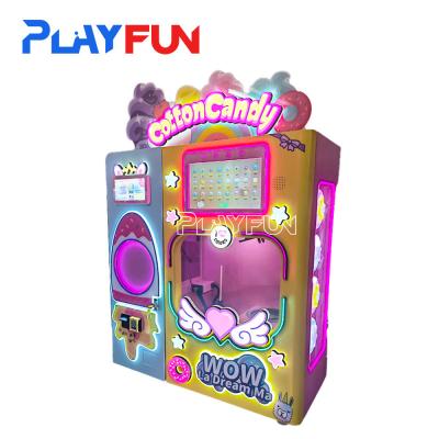 China PlayFun Custom Commercial Multi-Language Easy to Operate Touch Screen Fully Automatic Cotton Candy Vending Machine Robot for sale
