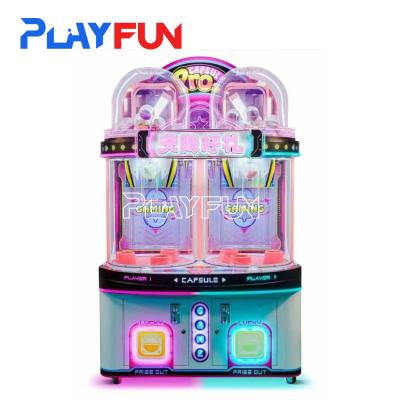 중국 인기 상업 선물 자동 판매 행운의 공 드롭 2 플레이어 코인 작동 캡슐 프로 상품 아케이드 게임 기계 오락용 판매용