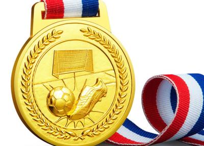 China Soft / Hard Enamel Custom Sports Medals , Zinc Alloy Football Medals And Ribbons for sale