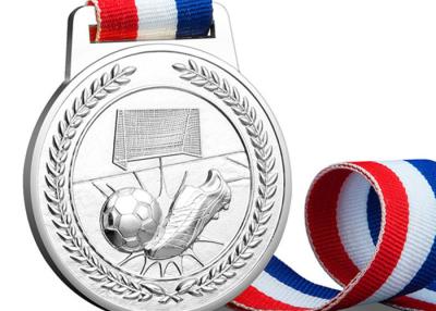 China Soft / Hard Enamel Custom Sports Medals , Zinc Alloy Football Medals And Ribbons for sale