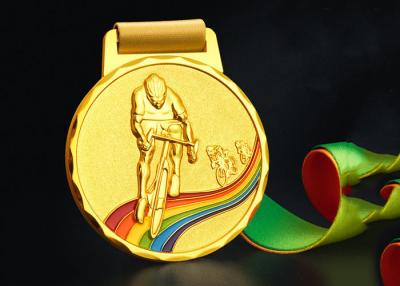 China Cycle Racing Metal Custom Sports Medals And Ribbons 110 Gram For Championship for sale