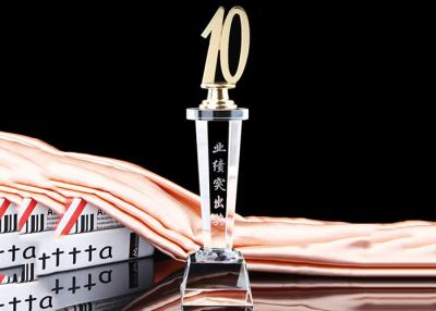 China Anniversary Souvenir Transparent Crystal Trophy Cup Custom Made For Enterprise for sale