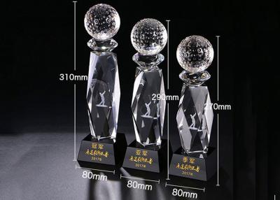 Cina Golf la tazza di cristallo del trofeo di evento con la figura interna OEM del golf del laser 3D disponibile in vendita