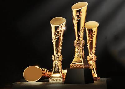 China Gold Plated Polyresin Trophy Cylinder Shape Year - End Bonus For Enterprise Staff for sale