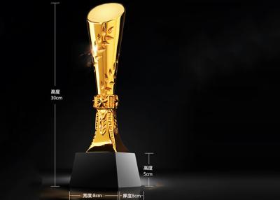 China Gold Plated Polyresin Trophy Cylinder Shape Year - End Bonus For Enterprise Staff for sale