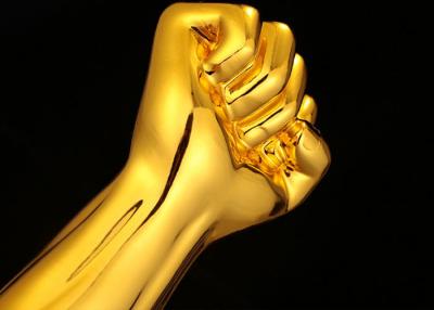 China Fist Shape Resin Trophy Cup Gold Electroplated For Outstanding Staff / Employees for sale