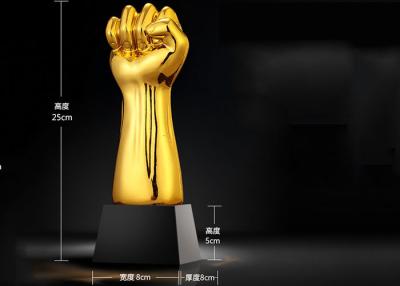 China Fist Shape Resin Trophy Cup Gold Electroplated For Outstanding Staff / Employees for sale