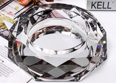 China Clear Crystal Home Decorations Crafts Ashtray With Cigar Holders Custom Size for sale