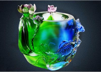 China Colored Glaze Pen Pot / Pen Holder With Animal And Flower Pattern for sale