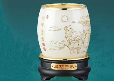China Luxury Rotatable Pen Container Colored Glaze Material Made With Wooden Base for sale