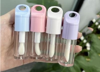 China 4ml Pink White Big Brush Applicator Lip Gloss Tube Lip Oil Plumper Tube With Key Chain for sale
