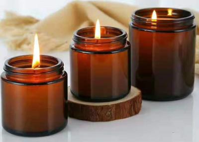 China Empty Soy Wax Glass Candle Container 8oz 250ml 12oz Wide Mouth Amber Glass Candle Jar With Screw Metal Gold Lid for sale