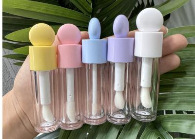 China Luxury Flat head 6ml Special Cute Lid Lip Gloss Bottle with Big Brush for sale