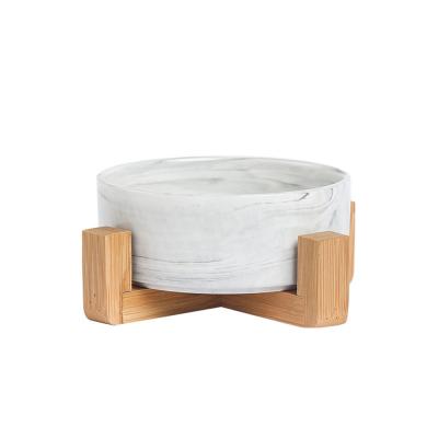 Cina Ciotole alzate ceramiche di marmo amichevoli del cane di Eco con il supporto di legno in vendita