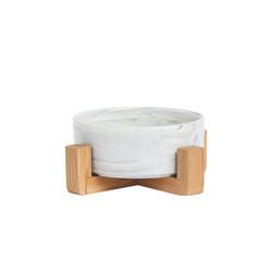 Cina Ciotole alzate ceramiche di marmo amichevoli del cane di Eco con il supporto di legno in vendita