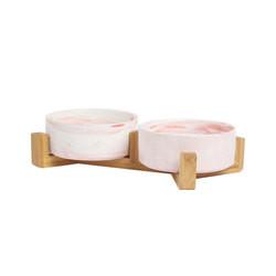 Cina Ciotole alzate ceramiche di marmo amichevoli del cane di Eco con il supporto di legno in vendita