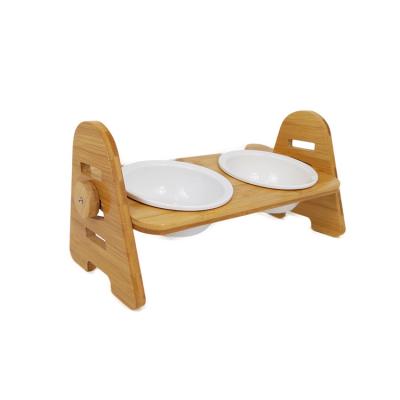 Cina ODM inclinato di legno ceramico di Cat Food Bowl Double Sustainable in vendita