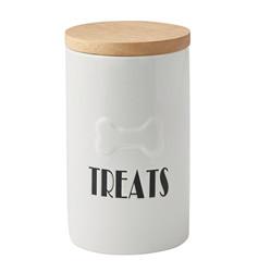 Cina Barattolo ceramico dell'ossequio del cane del biscotto del biscotto, coperchio ceramico di Cat Treat Canister With Wood in vendita
