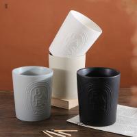 China Matte Embossed Ceramic Candle Jar 8oz 10oz with Wooden Lid Wholesale Custom Colors for sale