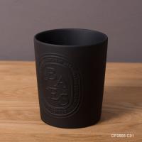 China Matte Embossed Ceramic Candle Jar 8oz 10oz with Wooden Lid Wholesale Custom Colors for sale