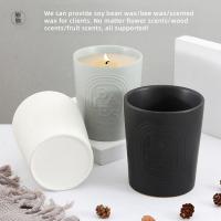 China Matte Embossed Ceramic Candle Jar 8oz 10oz with Wooden Lid Wholesale Custom Colors for sale