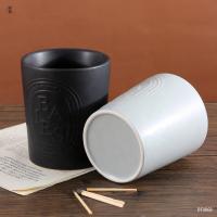 China Matte Embossed Ceramic Candle Jar 8oz 10oz with Wooden Lid Wholesale Custom Colors for sale