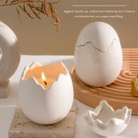 China Egg Shape Ceramic Candle Container 100ml with Lid for Home Decoration and Gift for sale