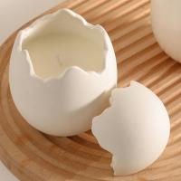 China Egg Shape Ceramic Candle Container 100ml with Lid for Home Decoration and Gift for sale