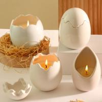 China Egg Shape Ceramic Candle Container 100ml with Lid for Home Decoration and Gift for sale