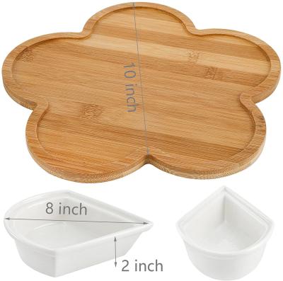 China De cirkel Ceramische Verdeelde Plaat Tray For Appetizer Chips van de Sectorvorm Te koop