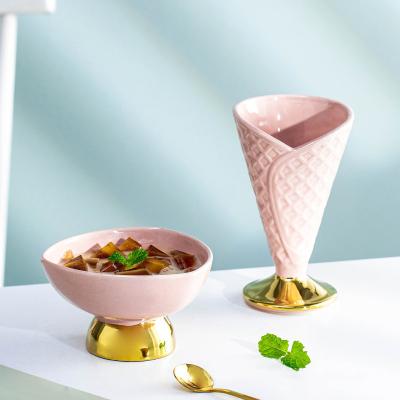 Cina Tazza domestica ceramica della decorazione della porcellana per l'OEM del dessert alla panna del ghiaccio in vendita