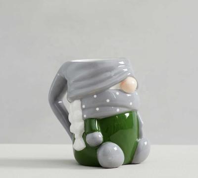 Cina le tazze ceramiche del latte di 12oz 350ml passano il sollievo di verniciatura 3D per il Natale festivo in vendita
