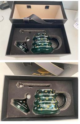 Cina Creativo sveglio della tazza di vetro doppia dell'albero di Natale per il ODM dell'OEM del regalo di festival in vendita