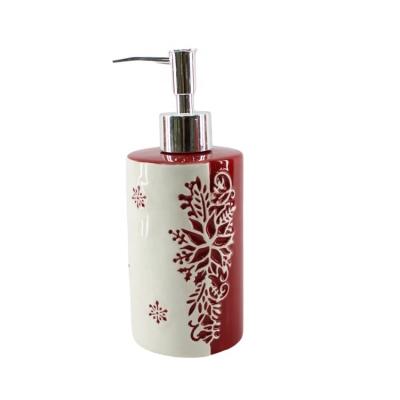 Cina Gli accessori ceramici del bagno di 4 pezzi hanno fissato il tema dipinto rosso di Natale in vendita