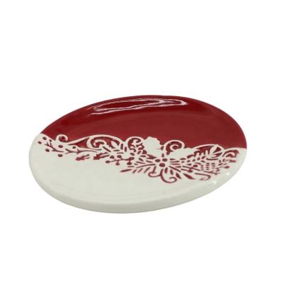 Cina Gli accessori ceramici del bagno di 4 pezzi hanno fissato il tema dipinto rosso di Natale in vendita
