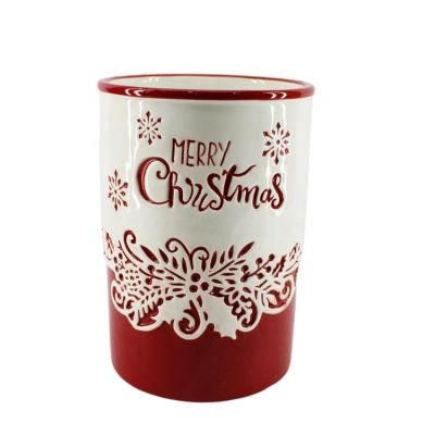 Cina Gli accessori ceramici del bagno di 4 pezzi hanno fissato il tema dipinto rosso di Natale in vendita