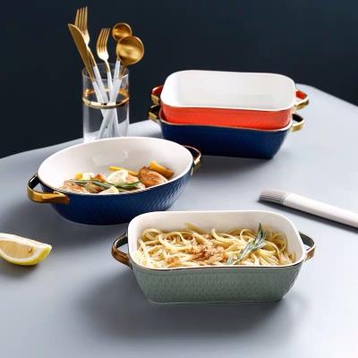 Cina Non tegle da forno ceramiche della cucina del bastone con oro Rim Nordic Style in vendita