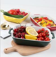 China Color Glaze Ceramic Baking Tray 8.5 Inch Non Stick Rectangle Baking Pan for sale