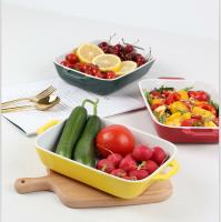 China Color Glaze Ceramic Baking Tray 8.5 Inch Non Stick Rectangle Baking Pan for sale