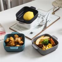 China Customized Small Square Ceramic Baking Dish 10cm for Home Restaurant Oven Use for sale