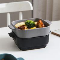 China Customized Small Square Ceramic Baking Dish 10cm for Home Restaurant Oven Use for sale