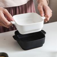 China Customized Small Square Ceramic Baking Dish 10cm for Home Restaurant Oven Use for sale