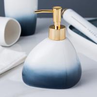 China White Ceramic Bathroom Set 5 Piece Soap Dispenser Toothbrush Holder Tumbler Soap Dish Lotion Dispenser for sale