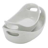 China Hanford Ceramic Oven Bowl Set 2 Piece Oval Baking Dish Heat Resistant 500ml for sale
